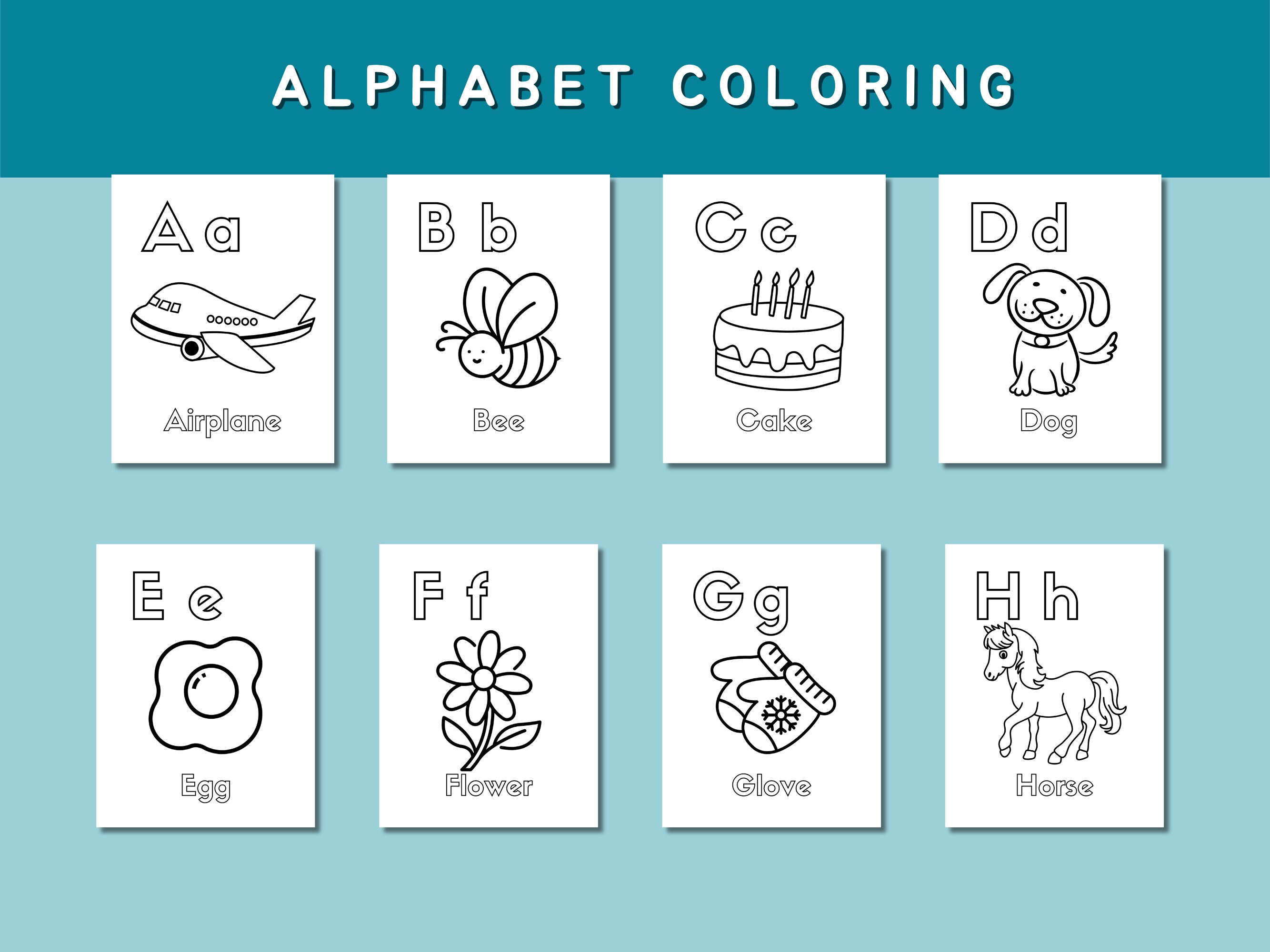 ABC Coloring Pages, Alphabet Learning Activity Sheets, Preschool ...