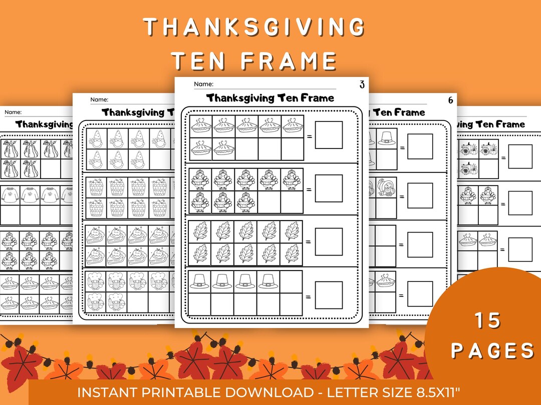 Thanksgiving Ten Frame Printable ,educational Math Activity for Kids ...
