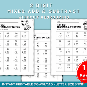 Two Digit Mixed Addition and Subtraction Without Regrouping Worksheets ...
