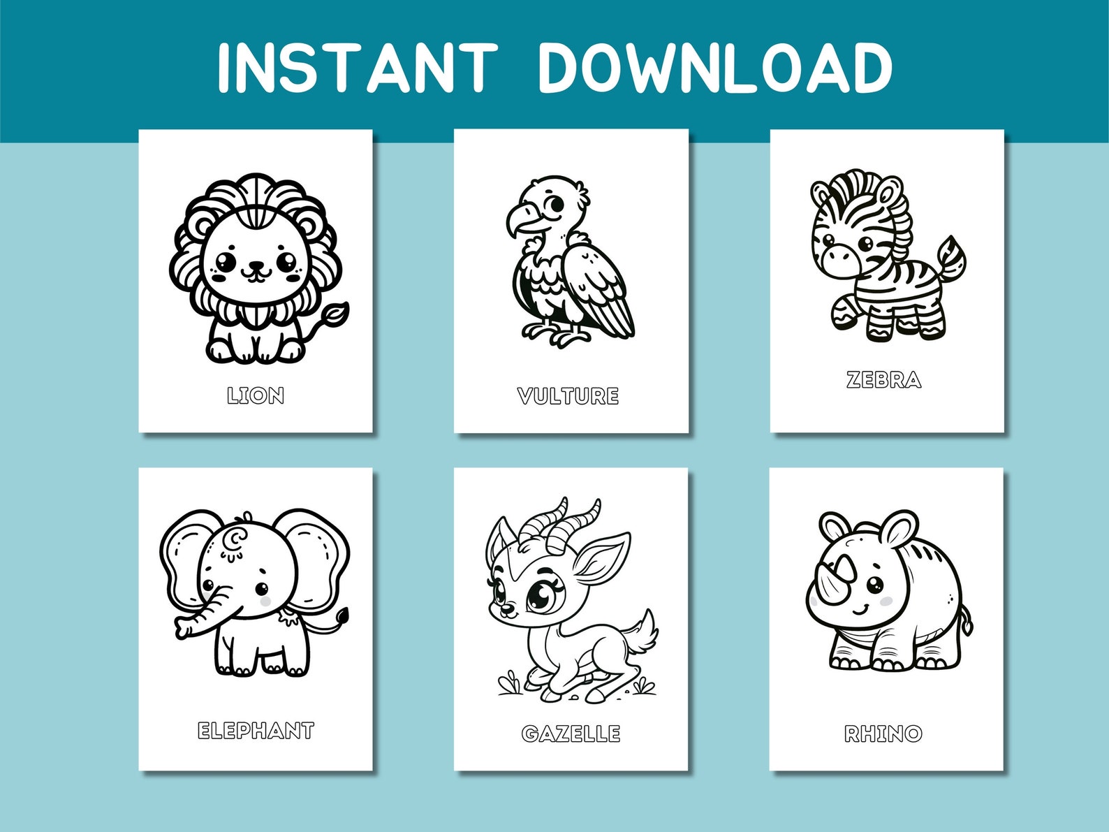 Safari Animal Coloring Book for Kids,educational Activity,children's ...