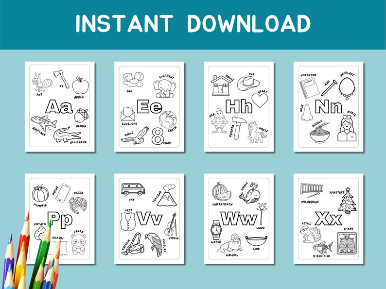 Alphabet Coloring Pages, Preschool Coloring Pages, Educational ABC ...