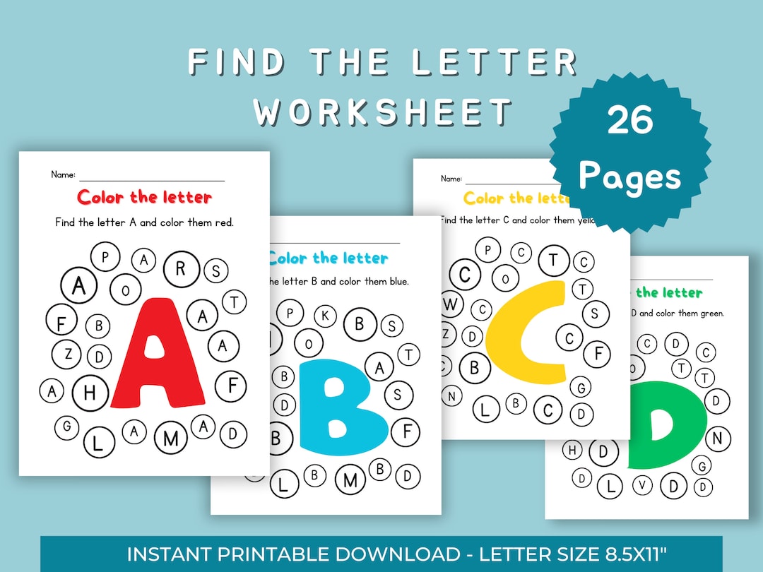 Find the Letter Worksheets - Alphabet Recognition Digital Download ...