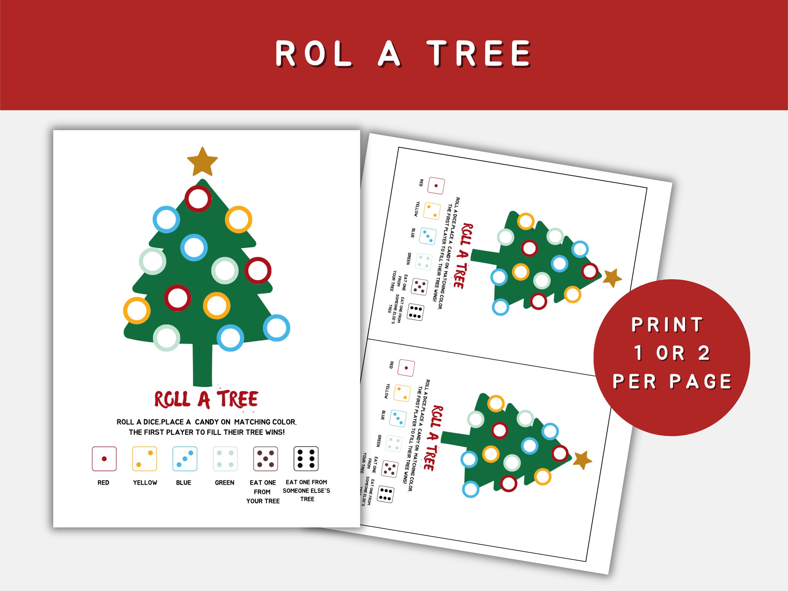 Roll A Tree Kids Table Game, Printable Christmas Candy Game ,fun Winter ...