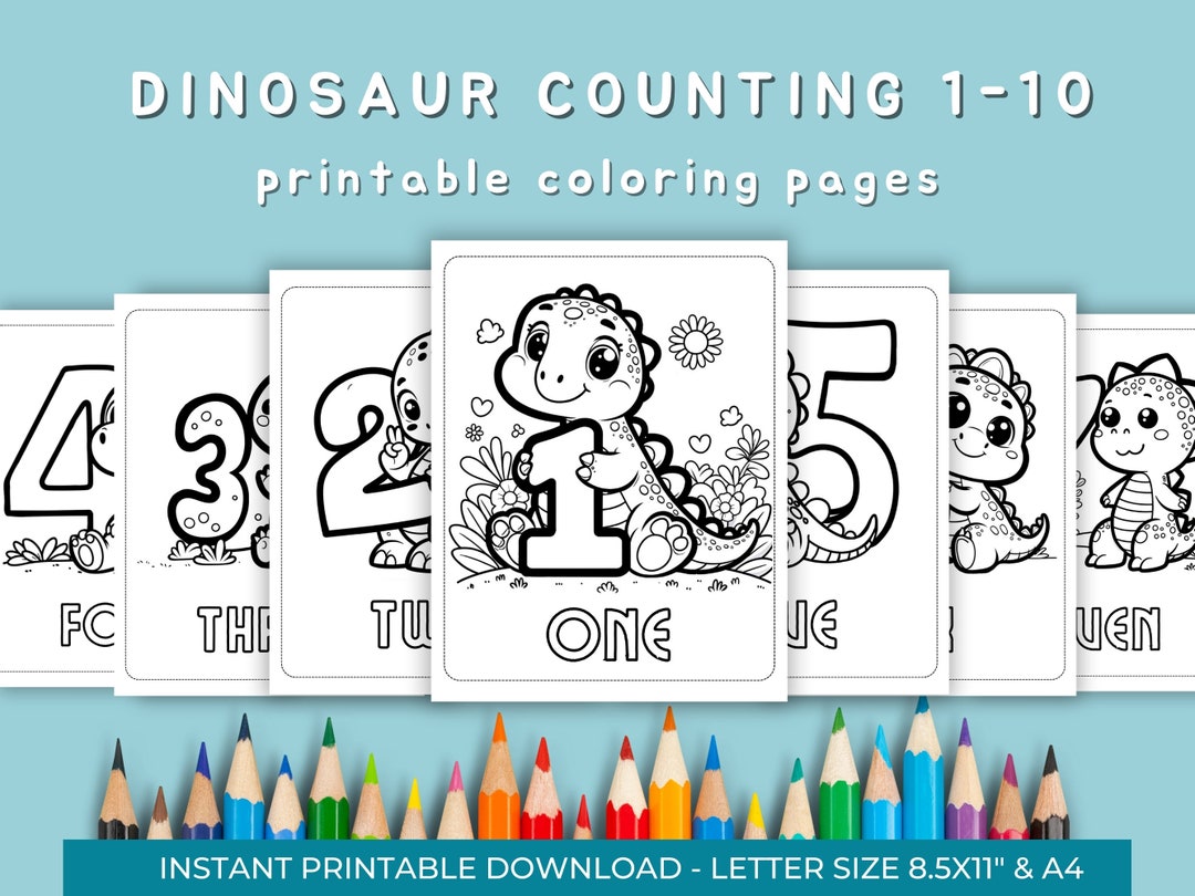 Dinosaurs Counting Coloring for Kids, Counting 1 to 10, Preschool ...