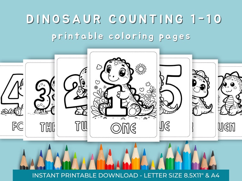 Dinosaurs Counting Coloring for Kids, Counting 1 to 10, Preschool ...