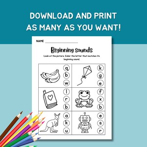 Beginning Sounds Worksheet - Digital Download, Interactive Phonics ...