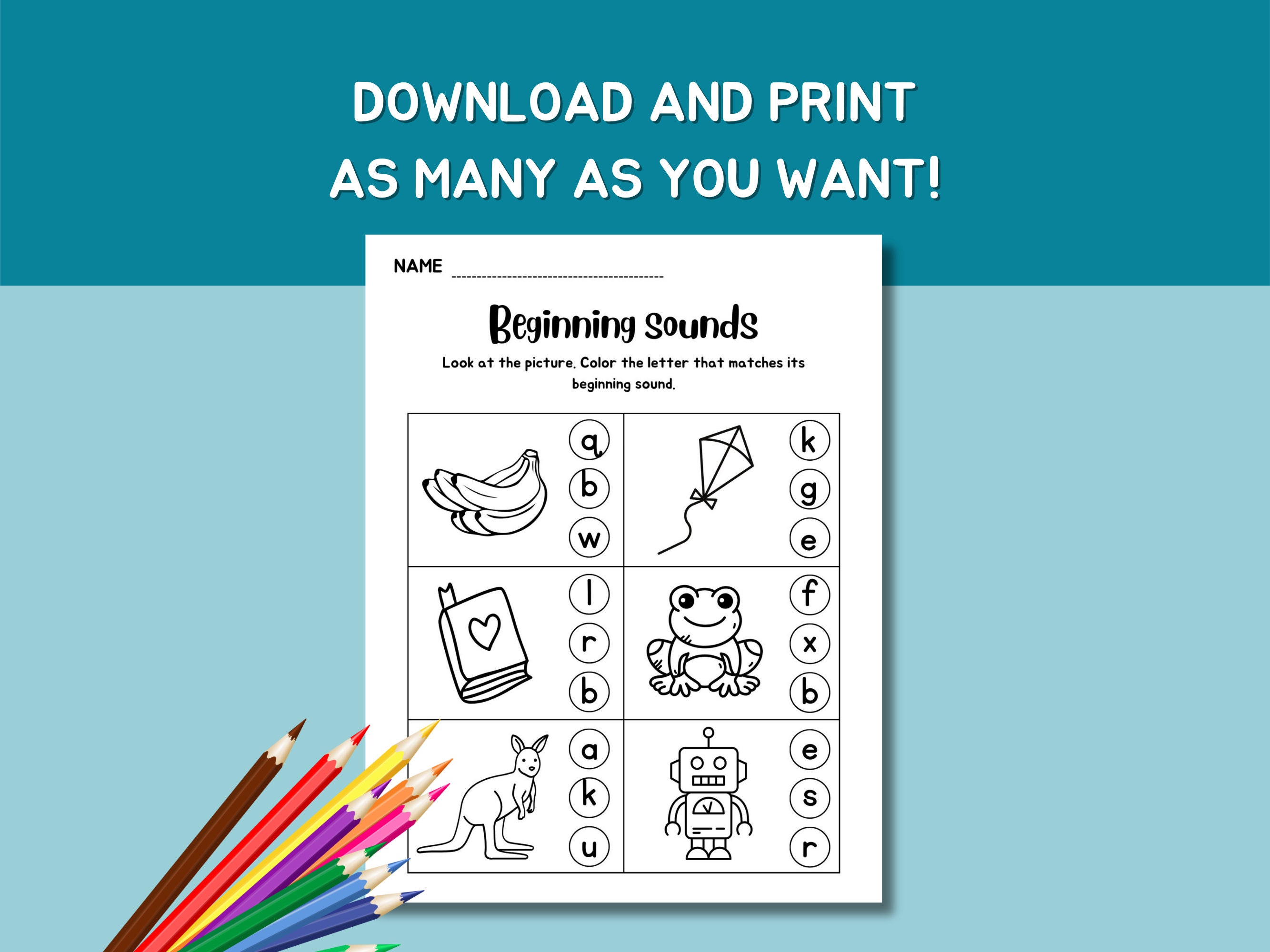Beginning Sounds Worksheet - Digital Download, Interactive Phonics ...