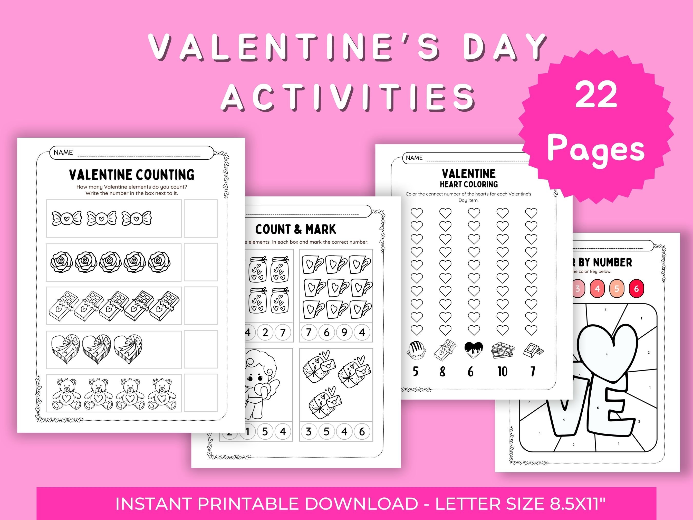 Valentine's Day Worksheet for Kids - Fun Educational Digital Download ...