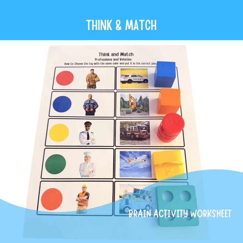 Matching Brain Activity, Think and Match Worksheet,development ...