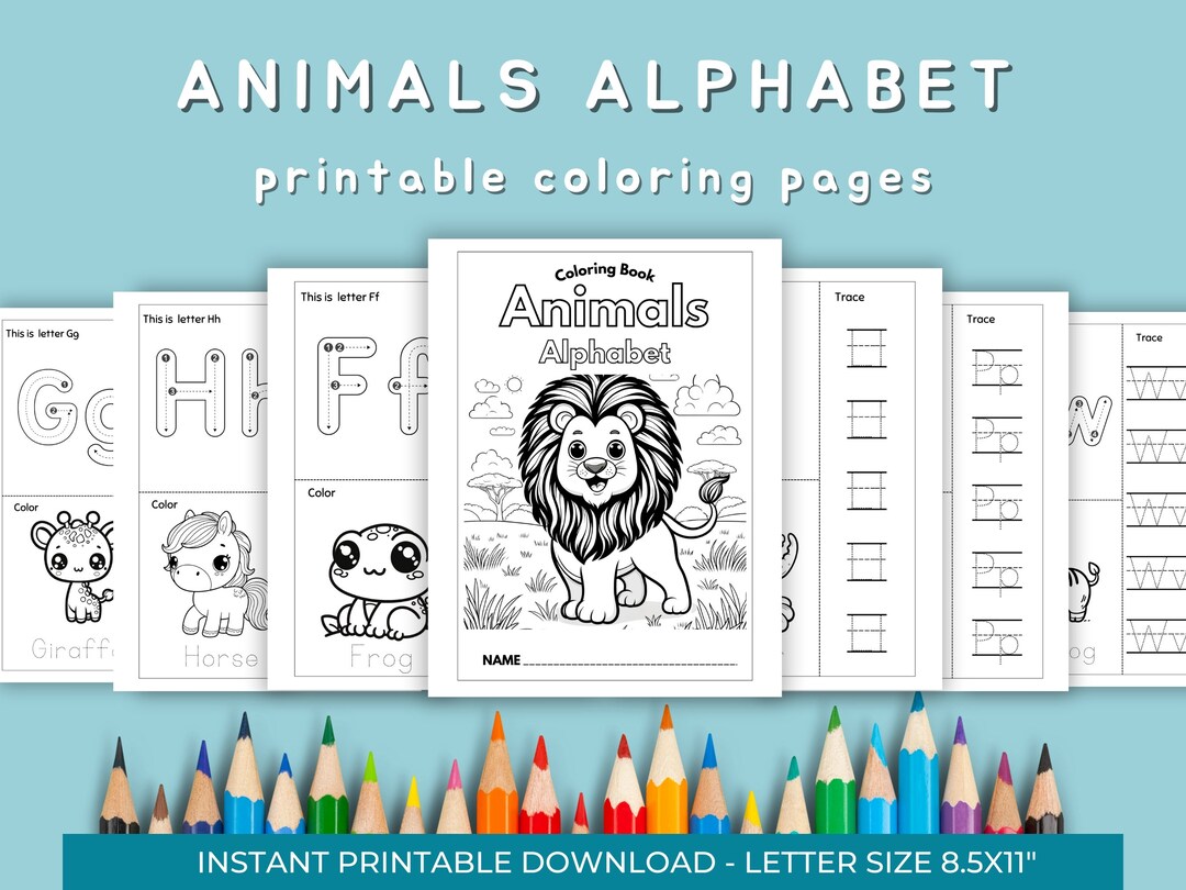 Animal Alphabet Coloring and Tracing Book for Kids, Preschool ...