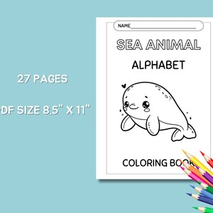 Ocean Animal Alphabet Coloring Page for Kids, Preschool Worksheet ...