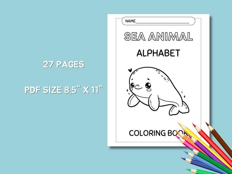 Ocean Animal Alphabet Coloring Page for Kids, Preschool Worksheet ...