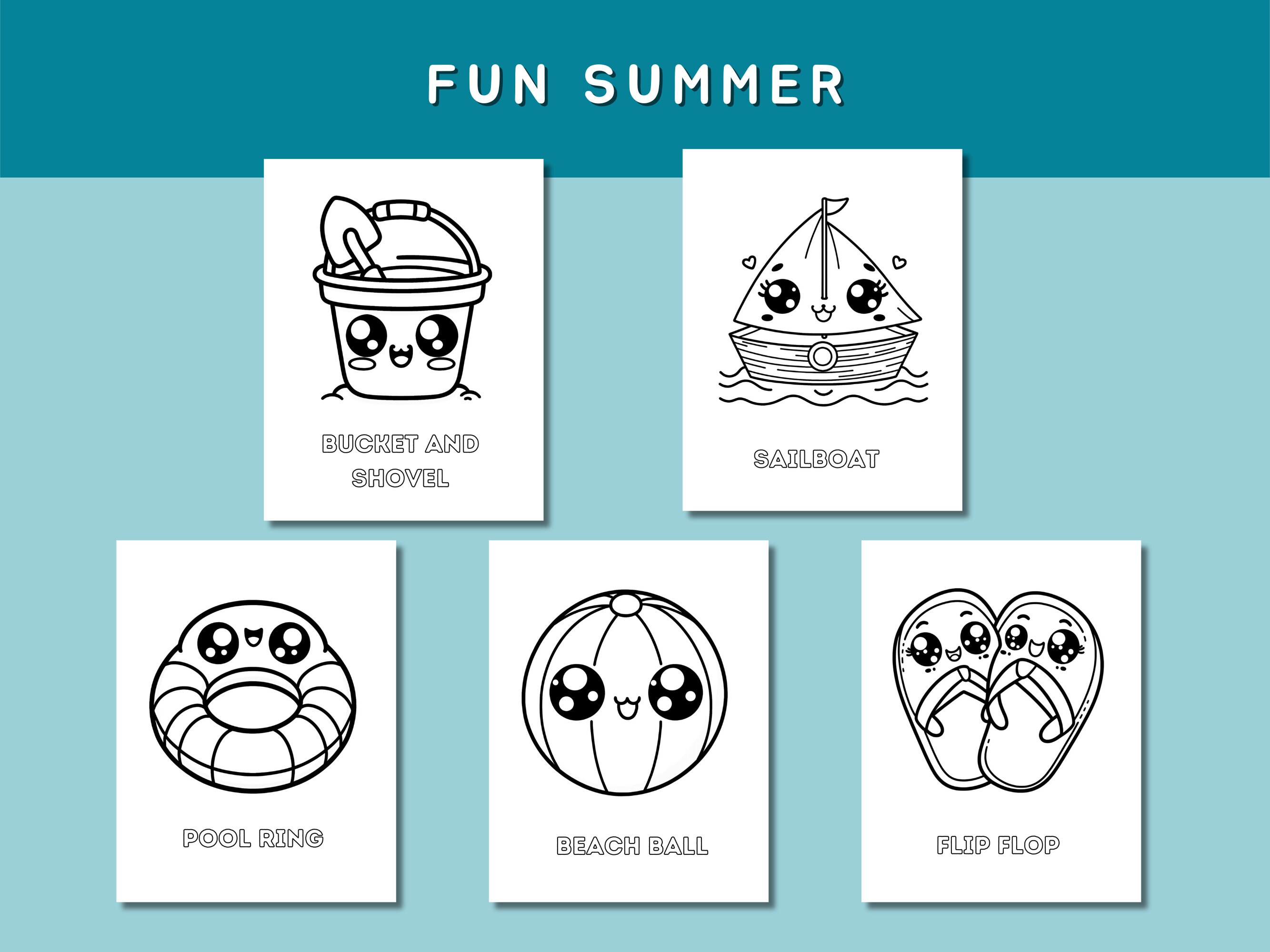 Kawaii Summer Coloring Book for Kids,summer Party Favors,beach Party ...