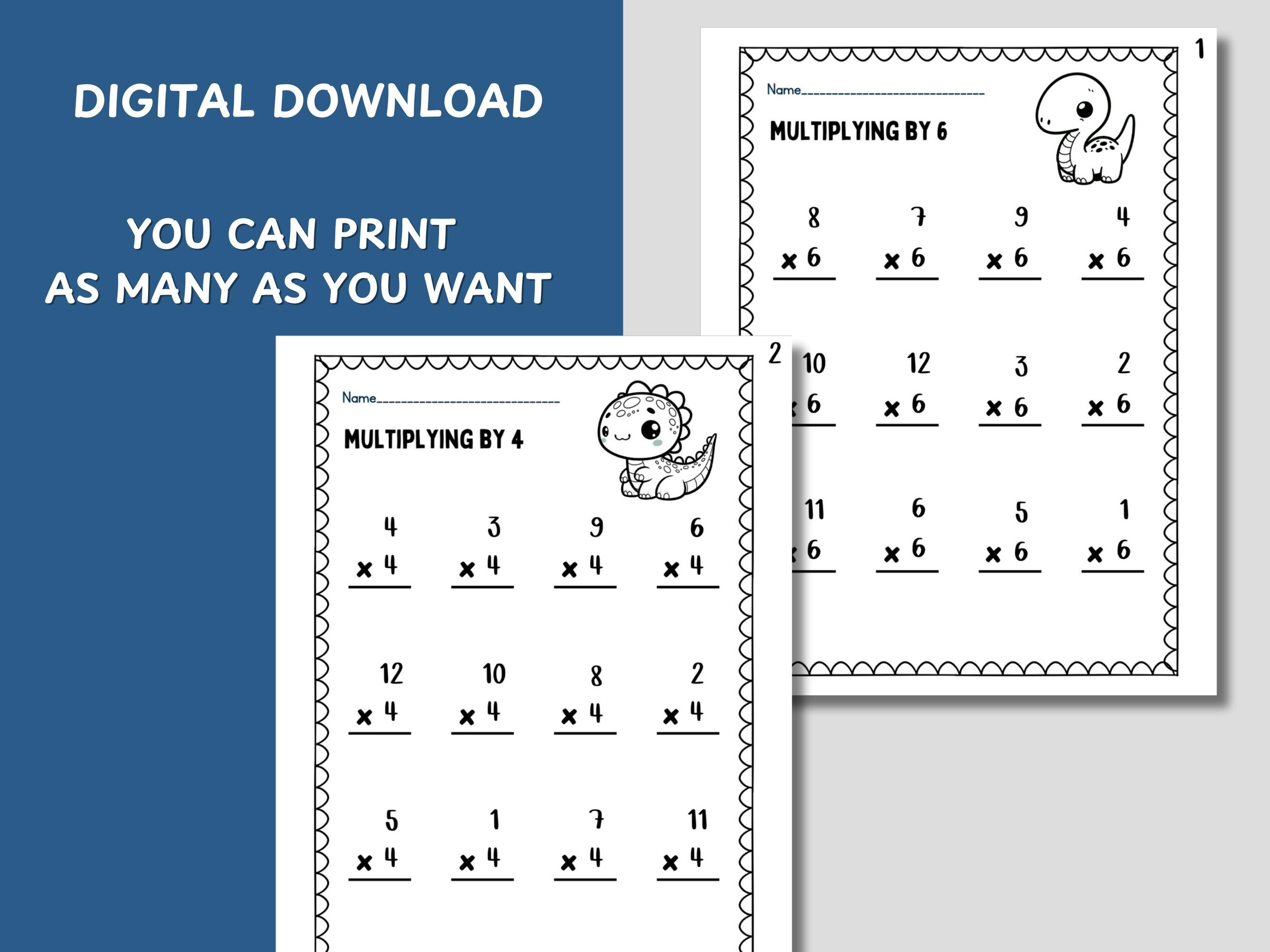 Multiplication Worksheet Practice , Multiplication Facts 1 to 12, Math ...