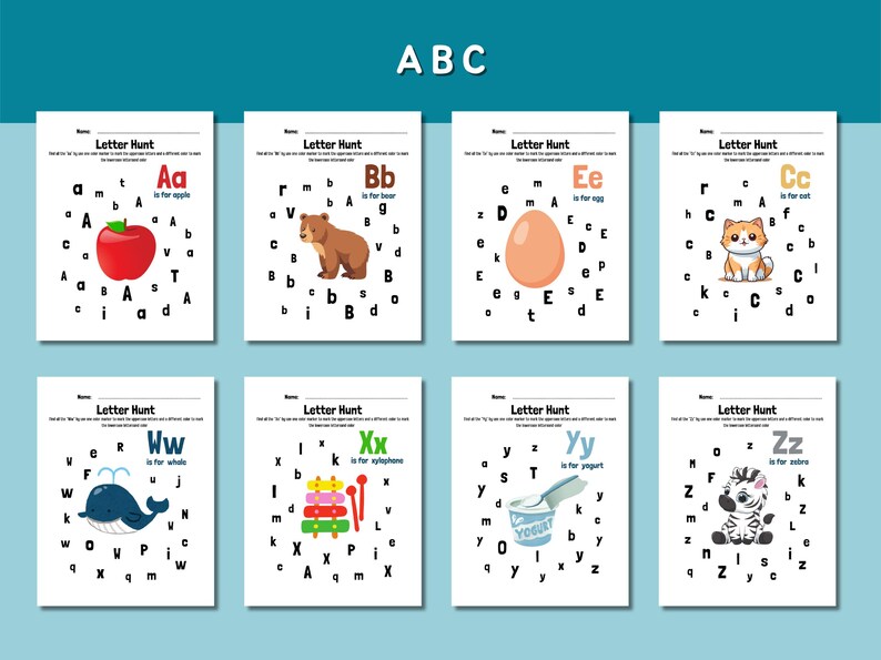 Letter Hunt Worksheet,find Alphabet ABC Printable, A-Z Preschool ...