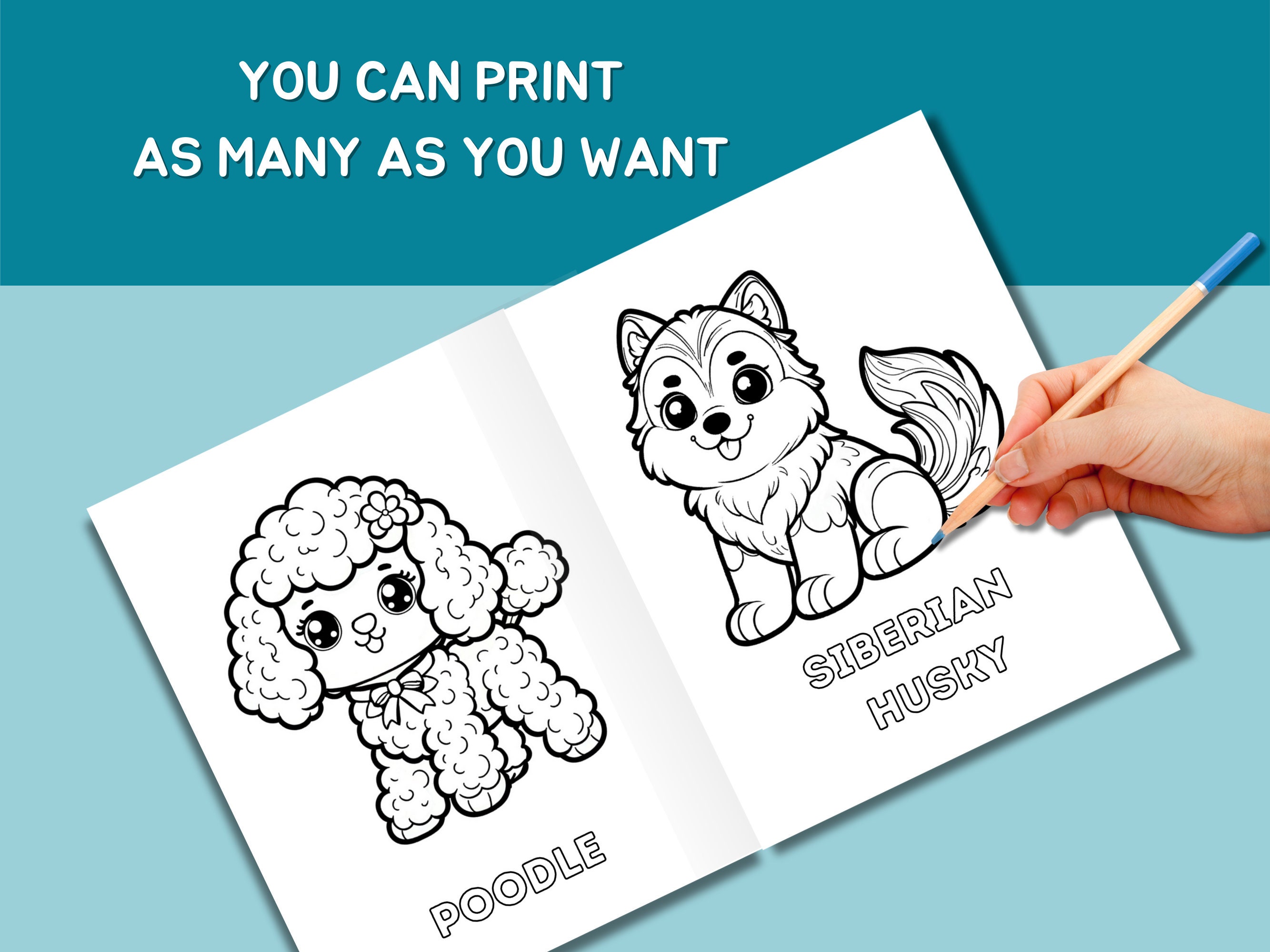 Cute Dogs Coloring Page for Kids ,toddler,preschooler Learning ...