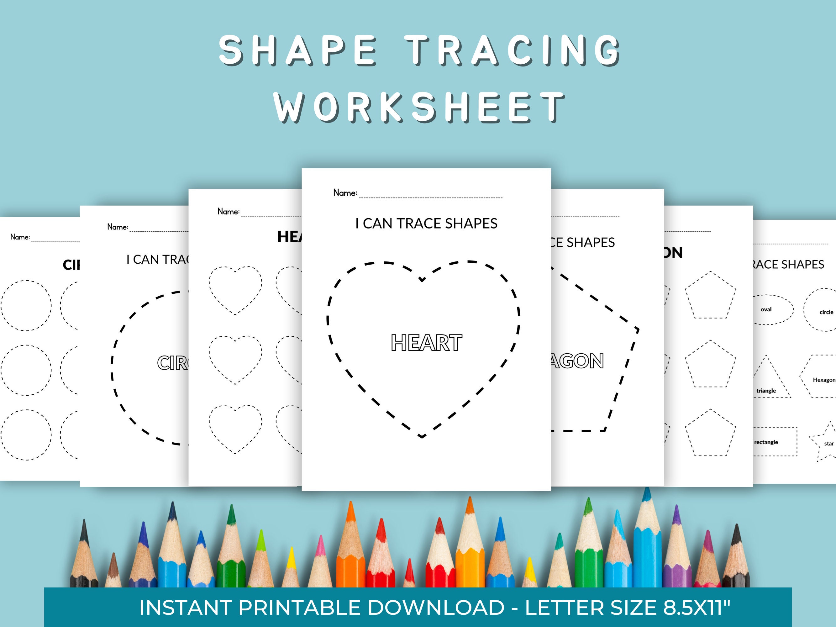 Shape Tracing Worksheet, Preschool Shape Tracing, Printable Shape ...