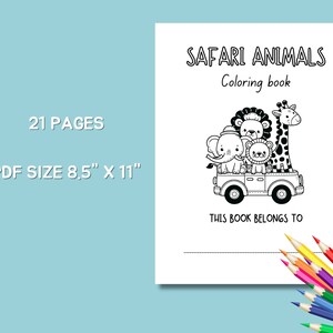 Safari Animal Coloring Book for Kids,educational Activity,children's ...