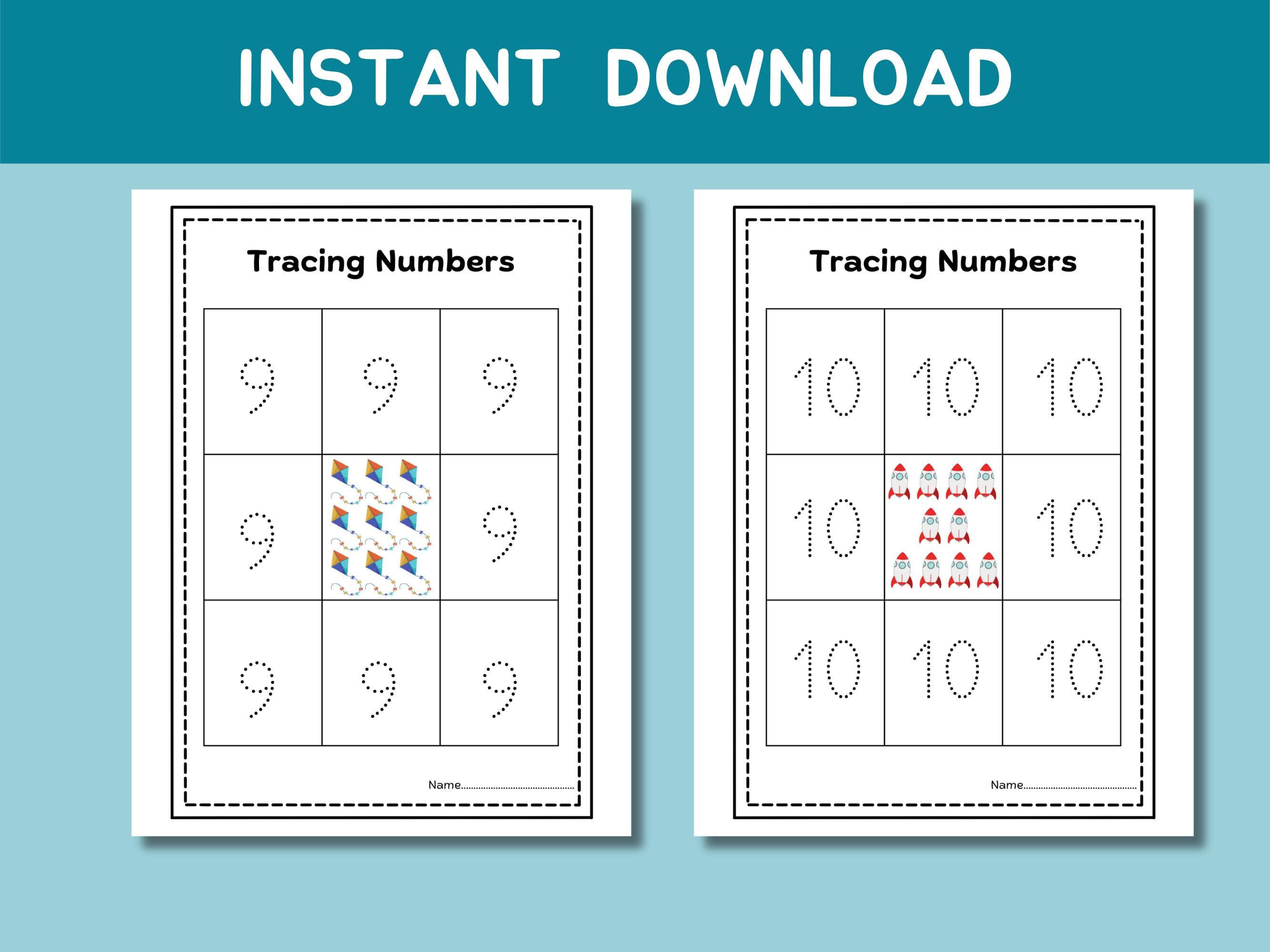 Prek 1-10 Number Tracing Worksheet, Handwriting Practice Worksheets ...