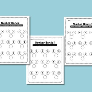 Number Bonds Math Worksheets, Numbers 1 to 10, First Grade, Homeschool ...