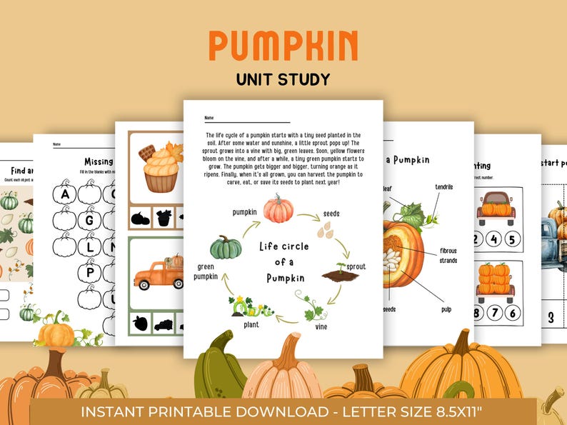 Pumpkin Unit Study, Educational Activities for Preschool, Science, Life ...