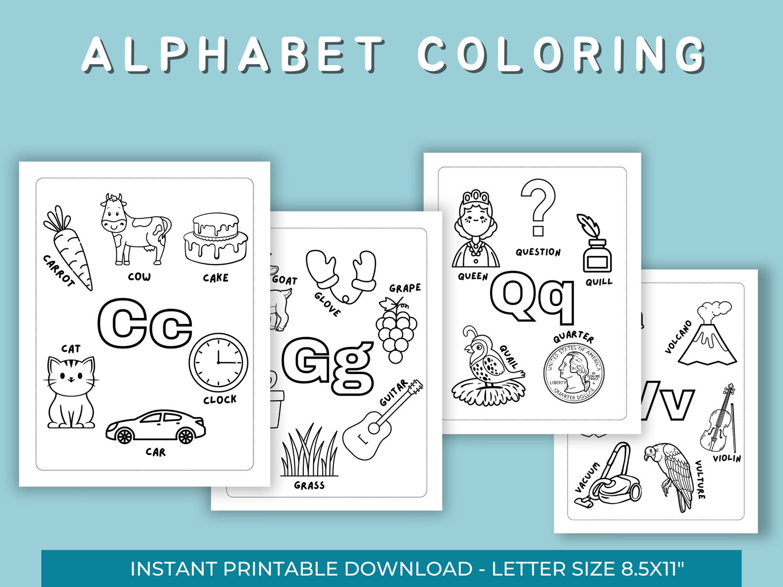 Alphabet Coloring Pages, Preschool Coloring Pages, Educational ABC ...