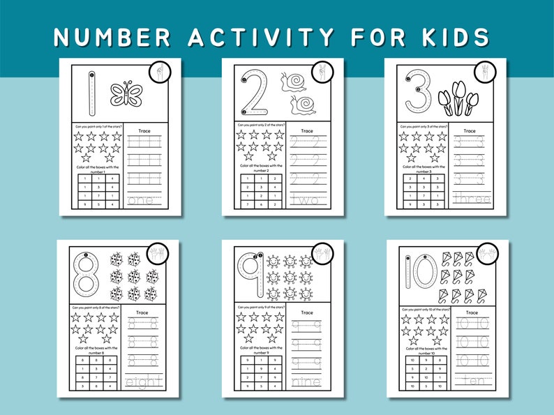 1-10 Number Worksheets, Math, Counting Digital Download, Preschool and ...