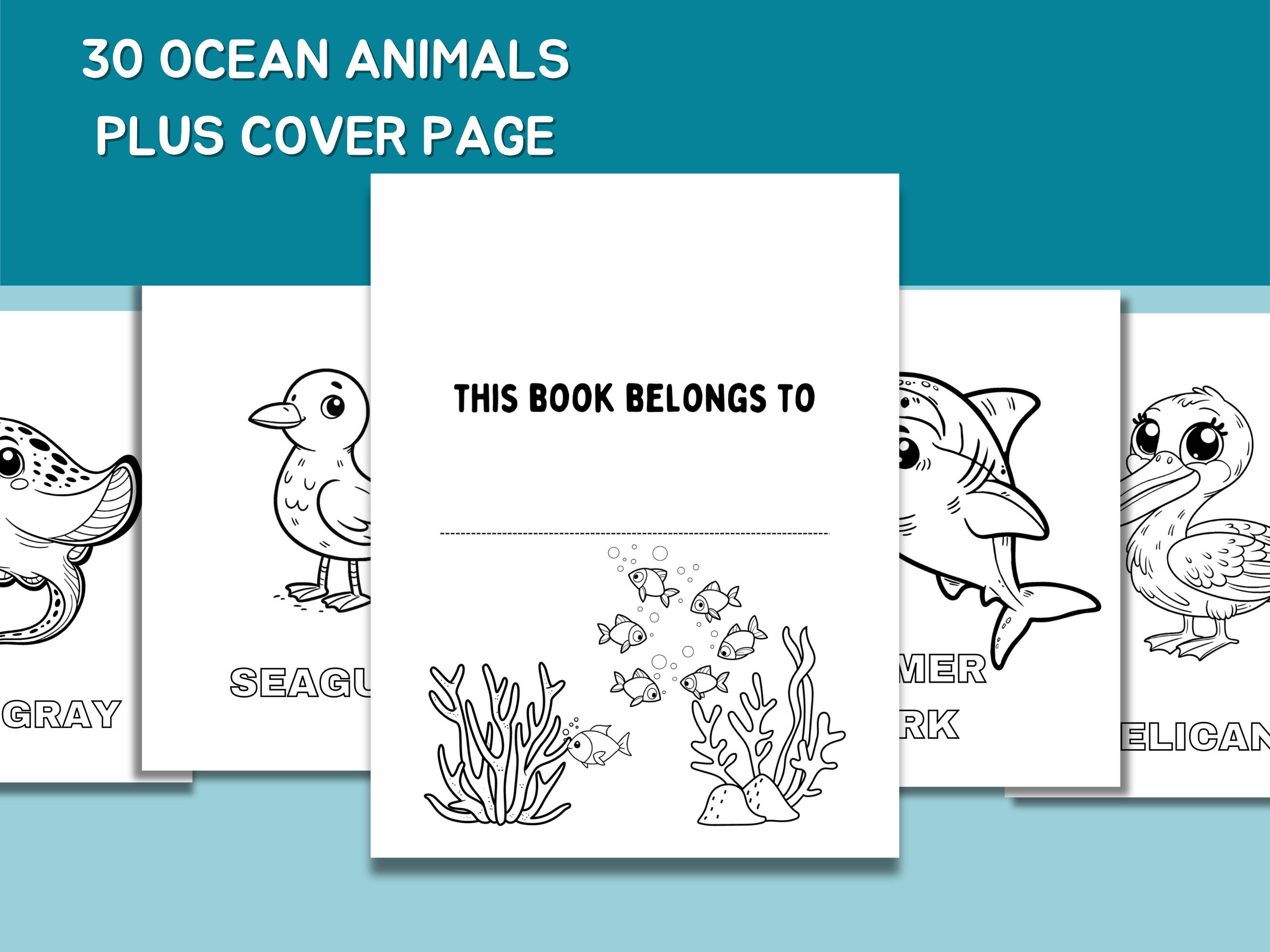 Ocean Animals Coloring Pages for Kids Toddlers Preschoolers ...