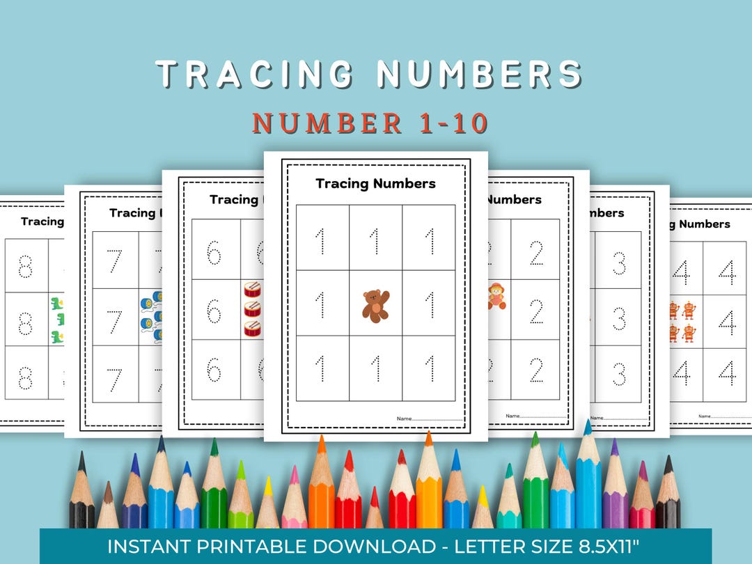Prek 1-10 Number Tracing Worksheet, Handwriting Practice Worksheets ...