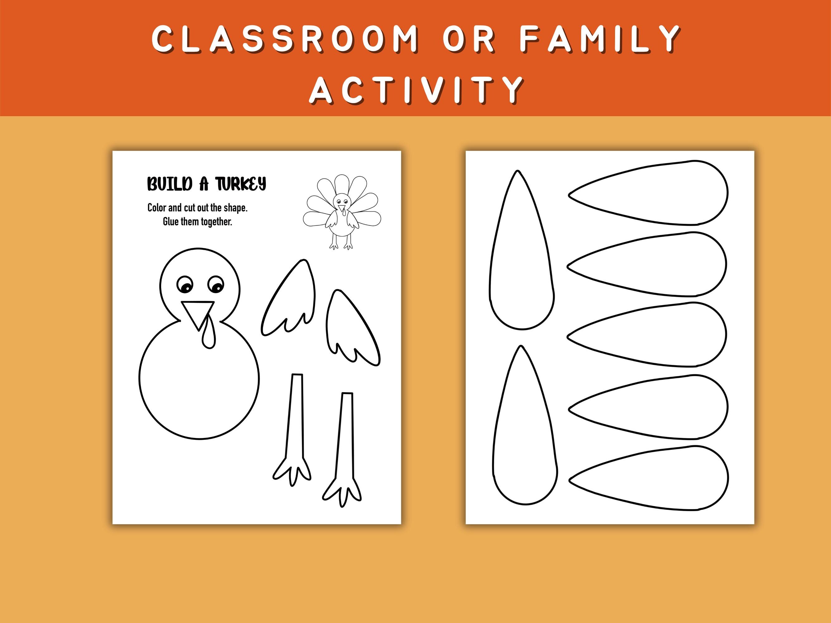 Build A Turkey Craft: Thanksgiving Activity, Coloring Page (digital ...