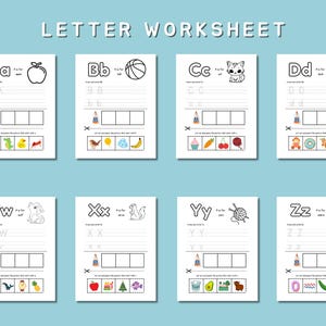 Alphabet Worksheets, Printable Tracing,homeschool Teacher Kids Letters ...