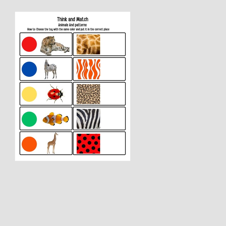 Matching Brain Activity, Think and Match Worksheet,development ...