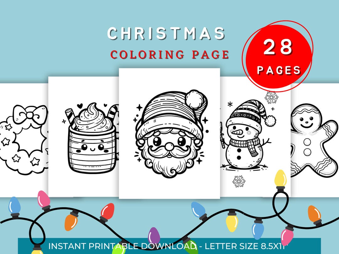 Christmas Coloring Page for Kids, Kids Coloring Practice,28 Printable ...