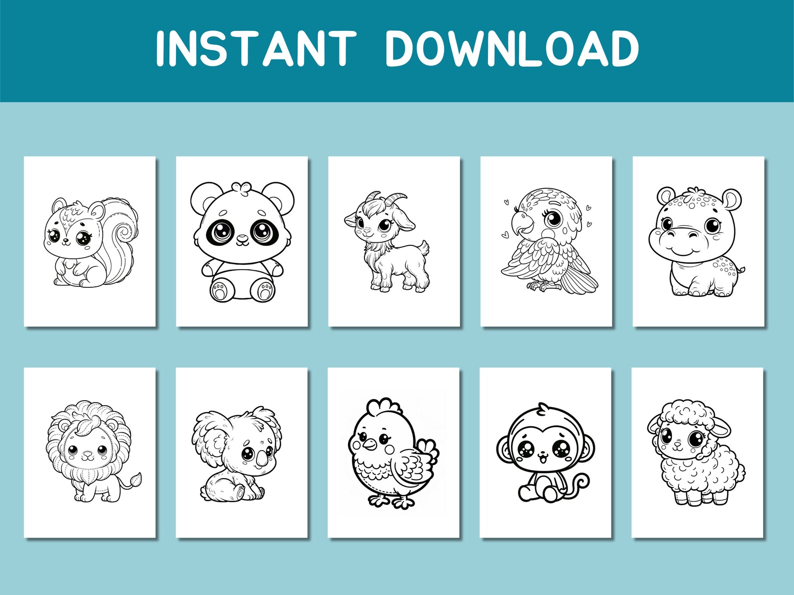 30 Animal Coloring Pages for Kids - Fun & Educational Digital Download ...