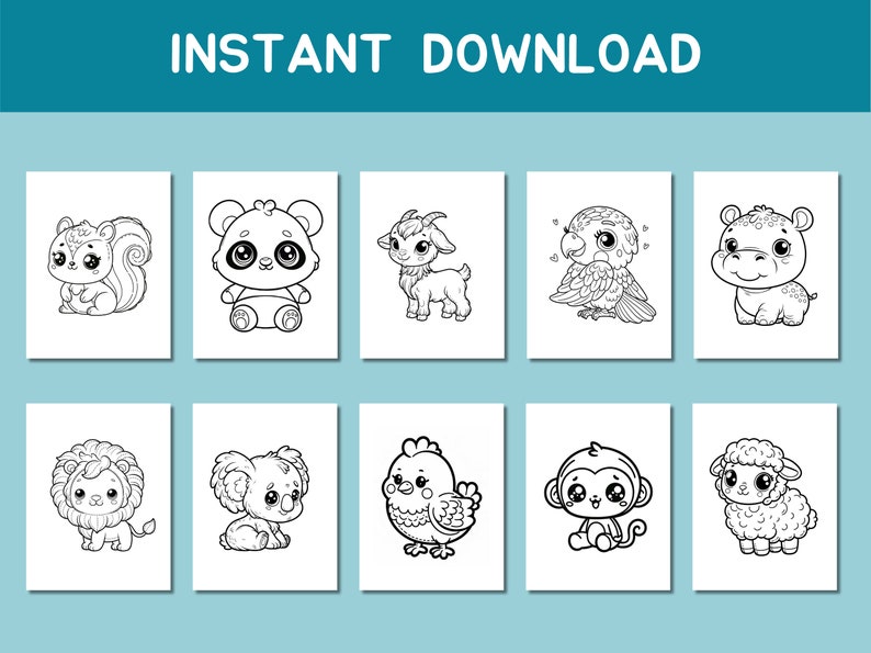 30 Animal Coloring Pages for Kids - Fun & Educational Digital Download ...