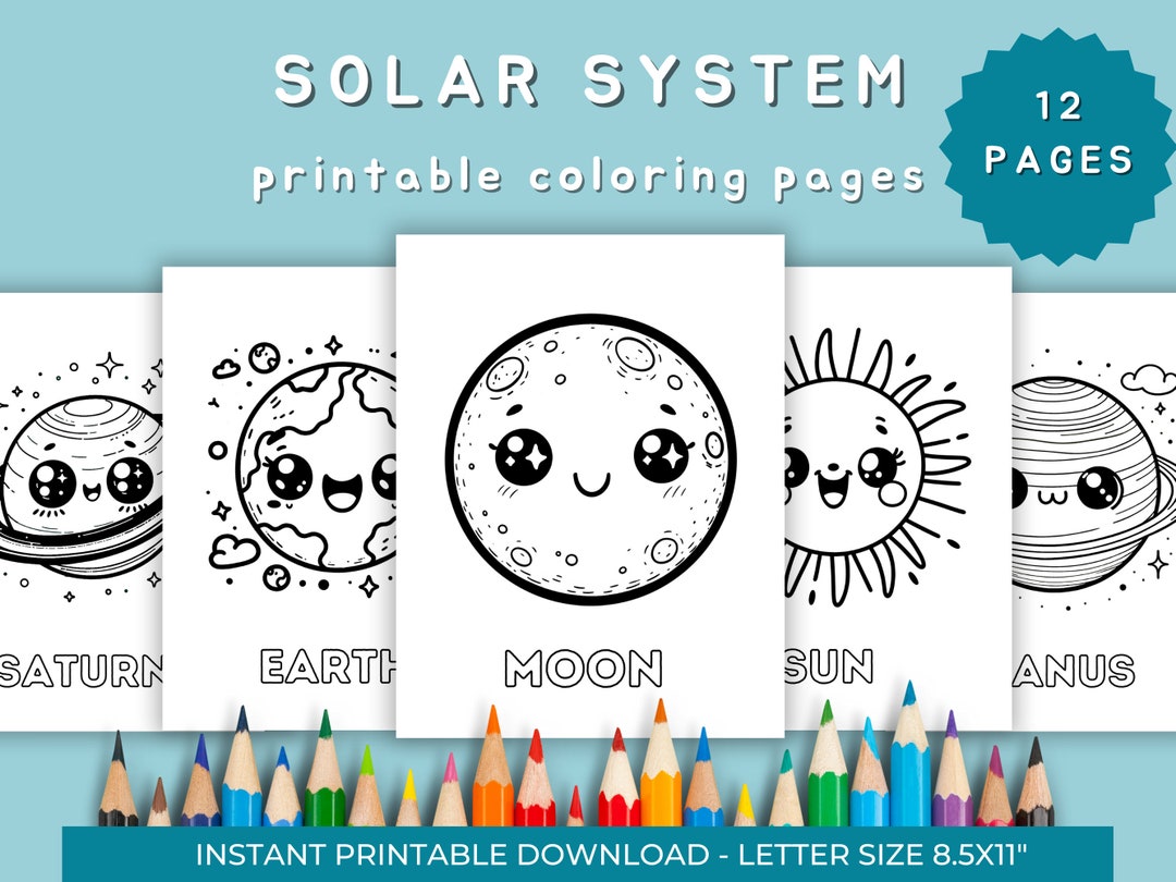 Solar System Coloring Book for Kids: Planet Activity Pages (digital ...