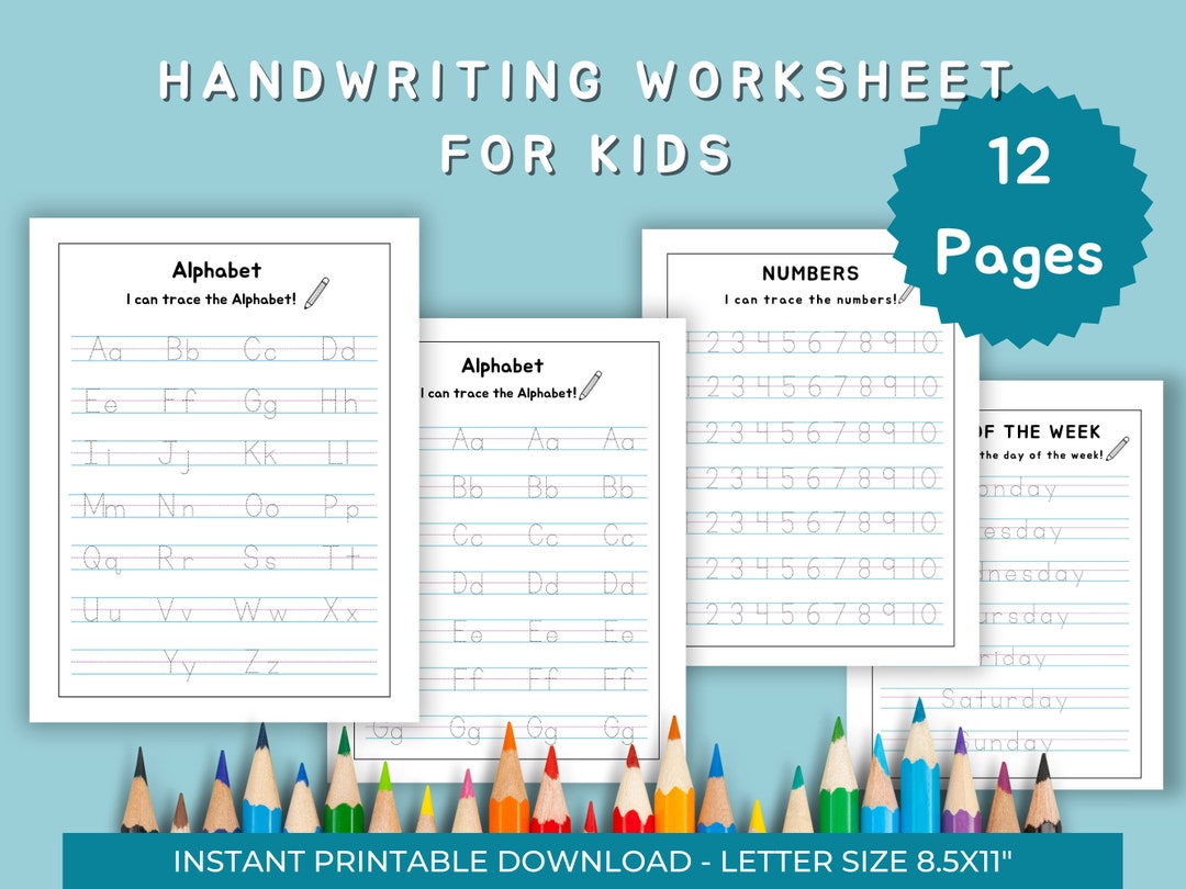 Kids Handwriting Practice: Alphabet, Numbers, Days (preschool Download ...