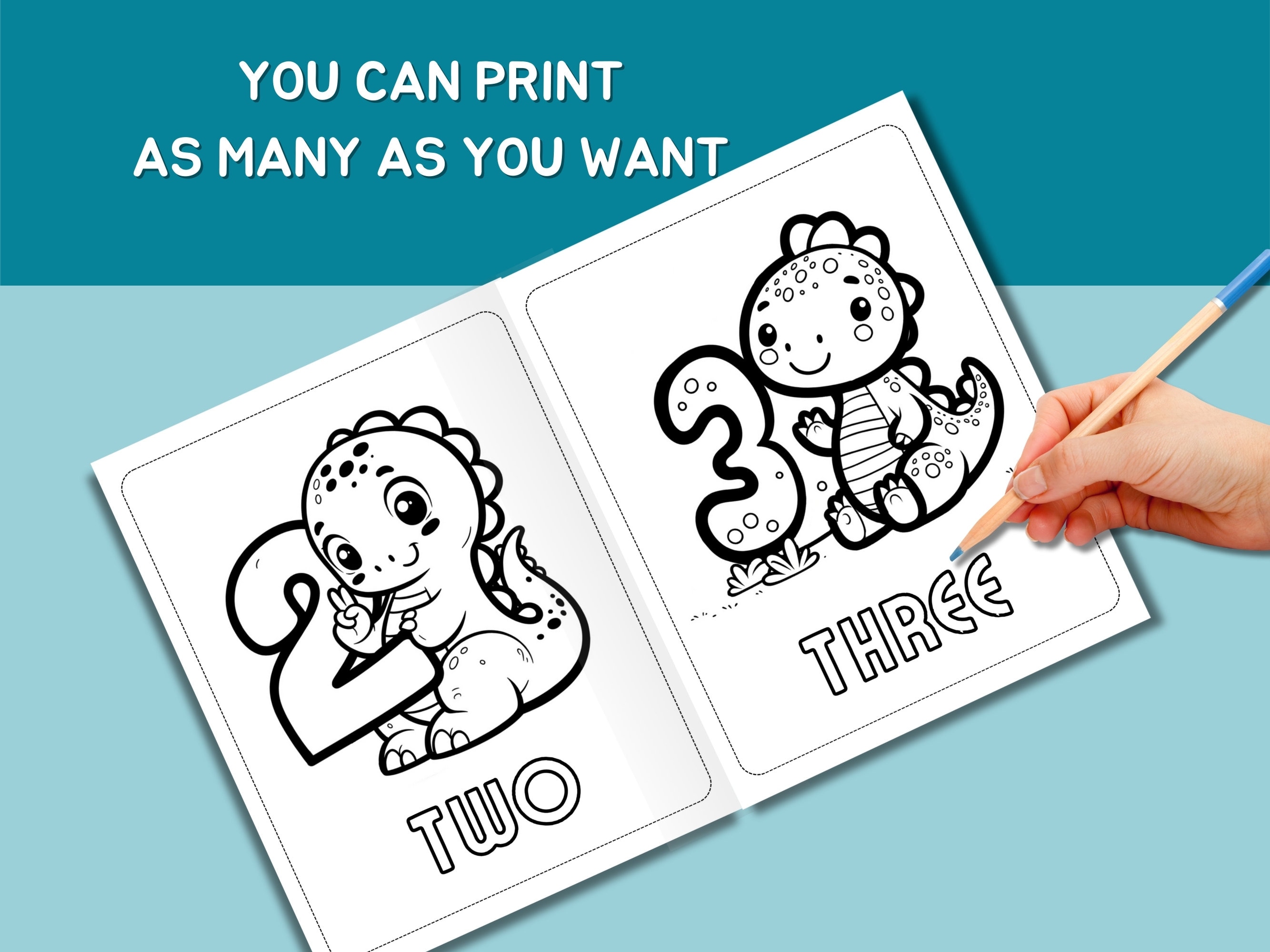 Dinosaurs Counting Coloring for Kids, Counting 1 to 10, Preschool ...