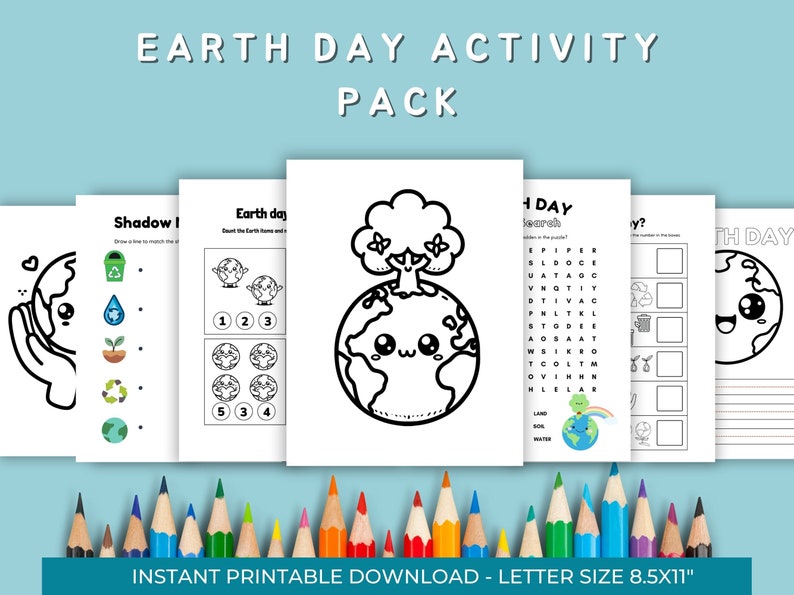 Earth Day Activity Pack,printable Coloring Pages and Educational Games ...