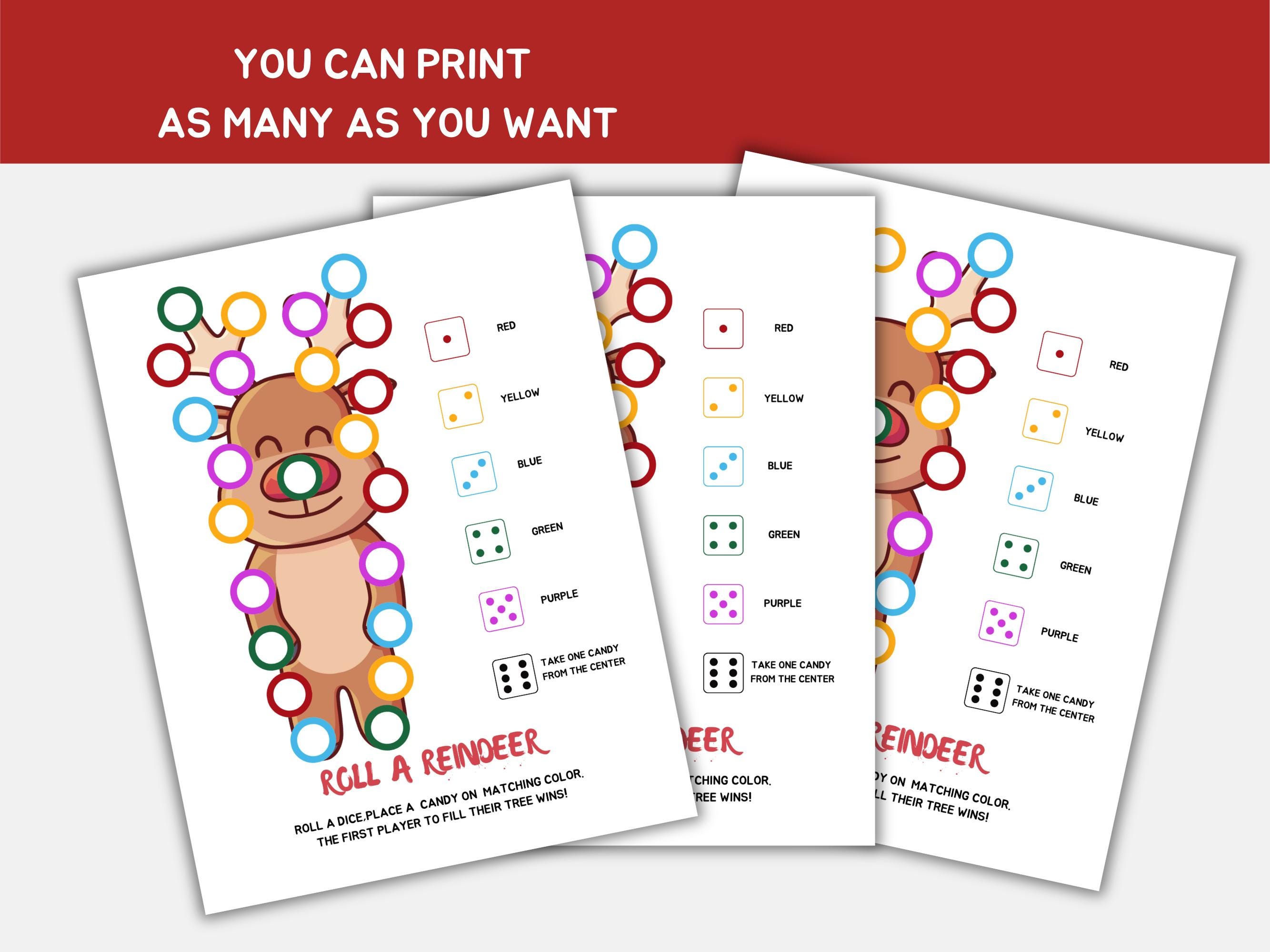 Roll A Reindeer Game: Christmas Holiday Party Activity (digital ...