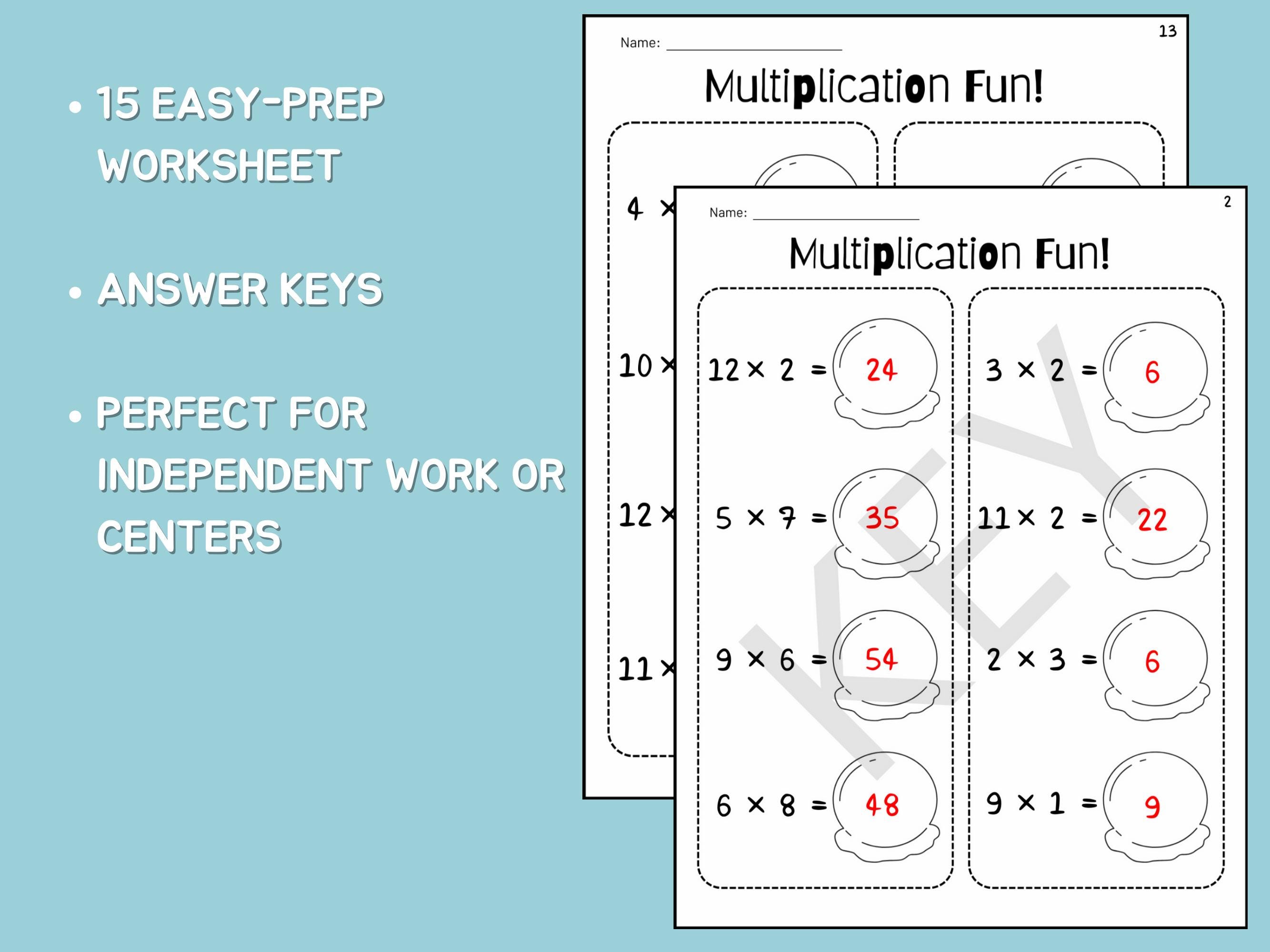 Multiplication Worksheet , Fun Ice Cream Math Activity, Homeschool ...