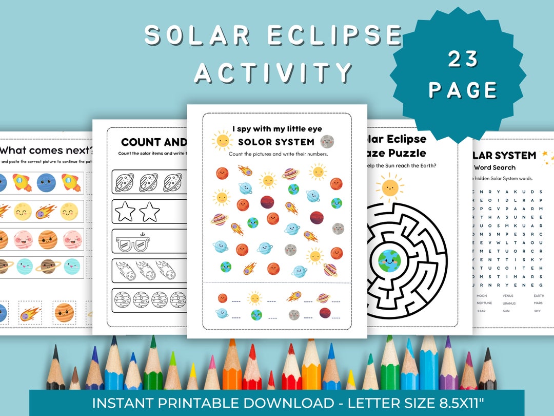 Solar Eclipse System Worksheet for Kids, Total Solar Eclipse 2024 ...