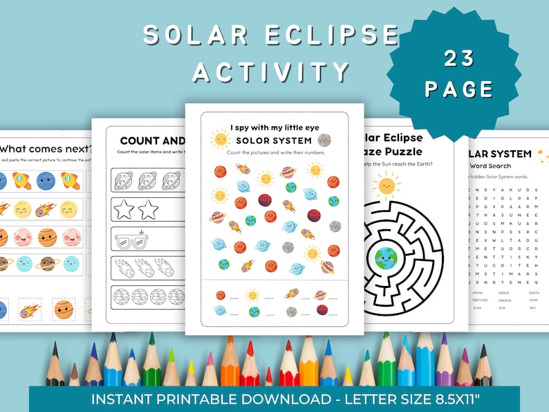 Solar Eclipse System Worksheet for Kids, Total Solar Eclipse 2024 ...
