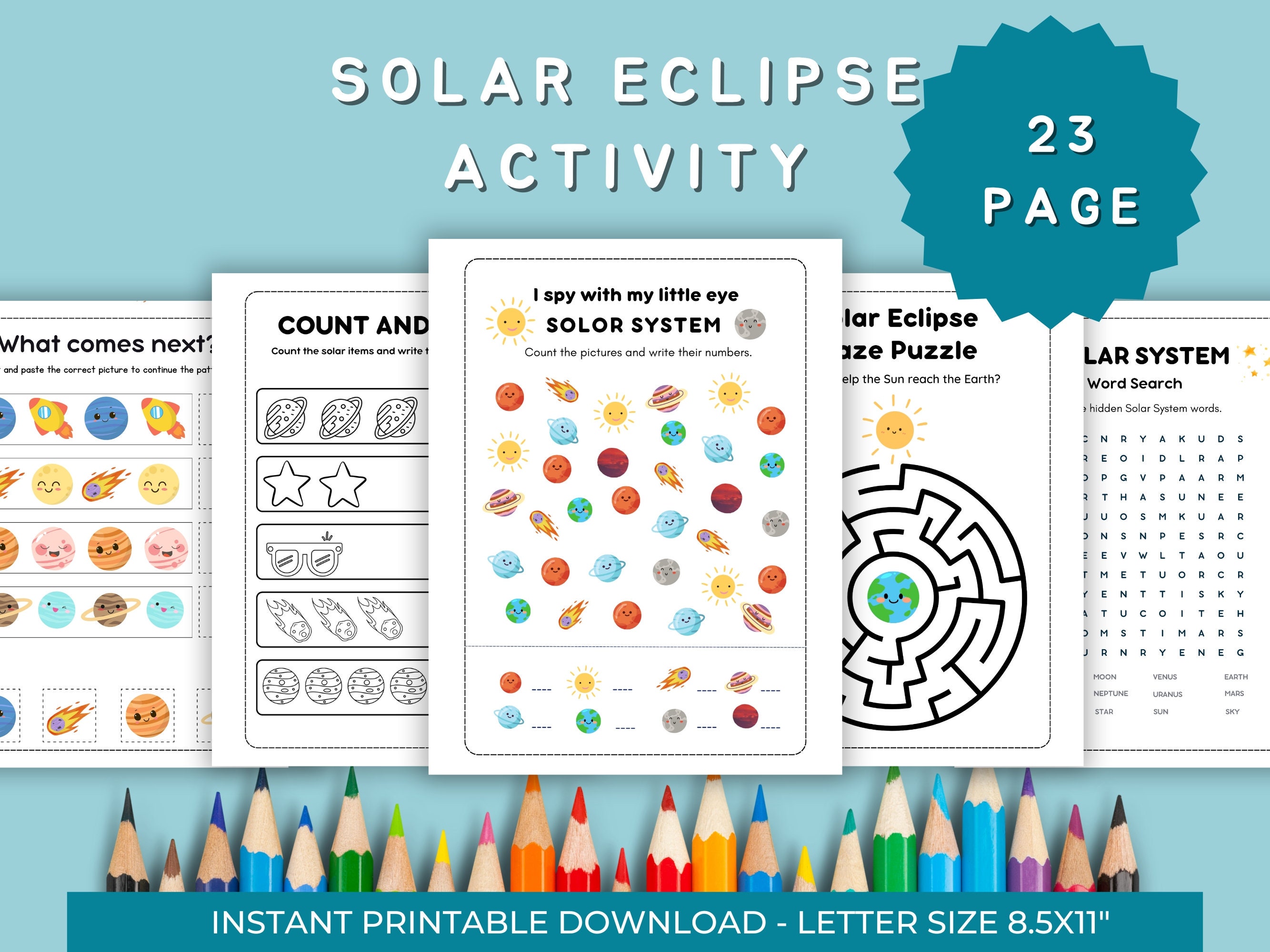 Solar Eclipse System Worksheet for Kids, Total Solar Eclipse 2024 ...