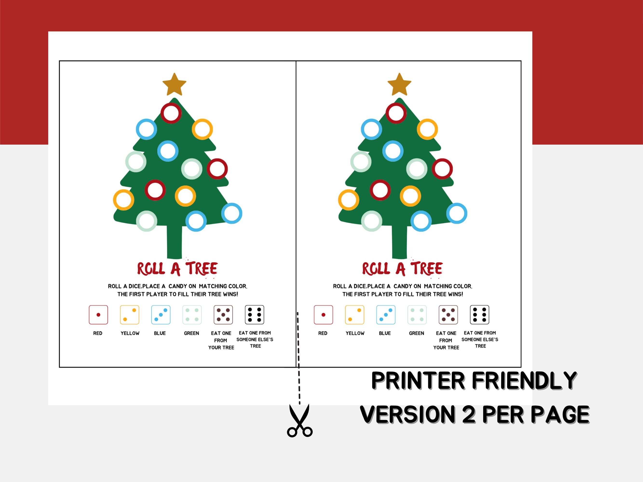 Roll A Tree Kids Table Game, Printable Christmas Candy Game ,fun Winter ...