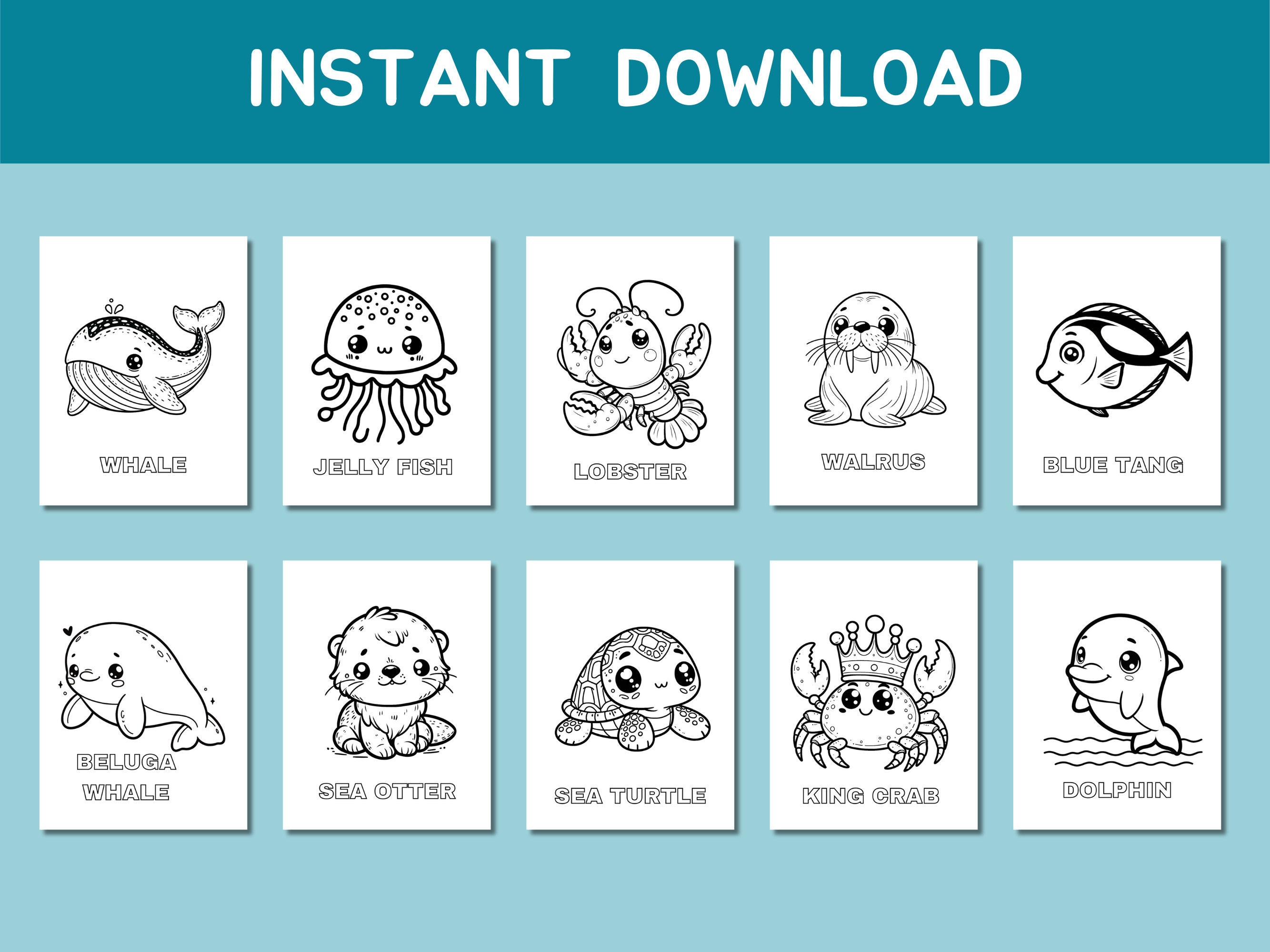 Ocean Animals Coloring Pages for Kids Toddlers Preschoolers ...