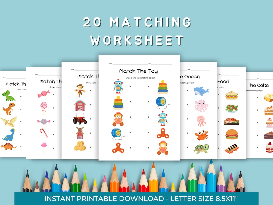 Printable Matching Worksheet, Fun and Educational Matching Game for ...