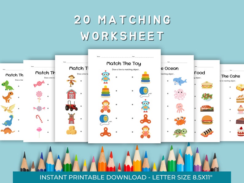 Printable Matching Worksheet, Fun and Educational Matching Game for ...