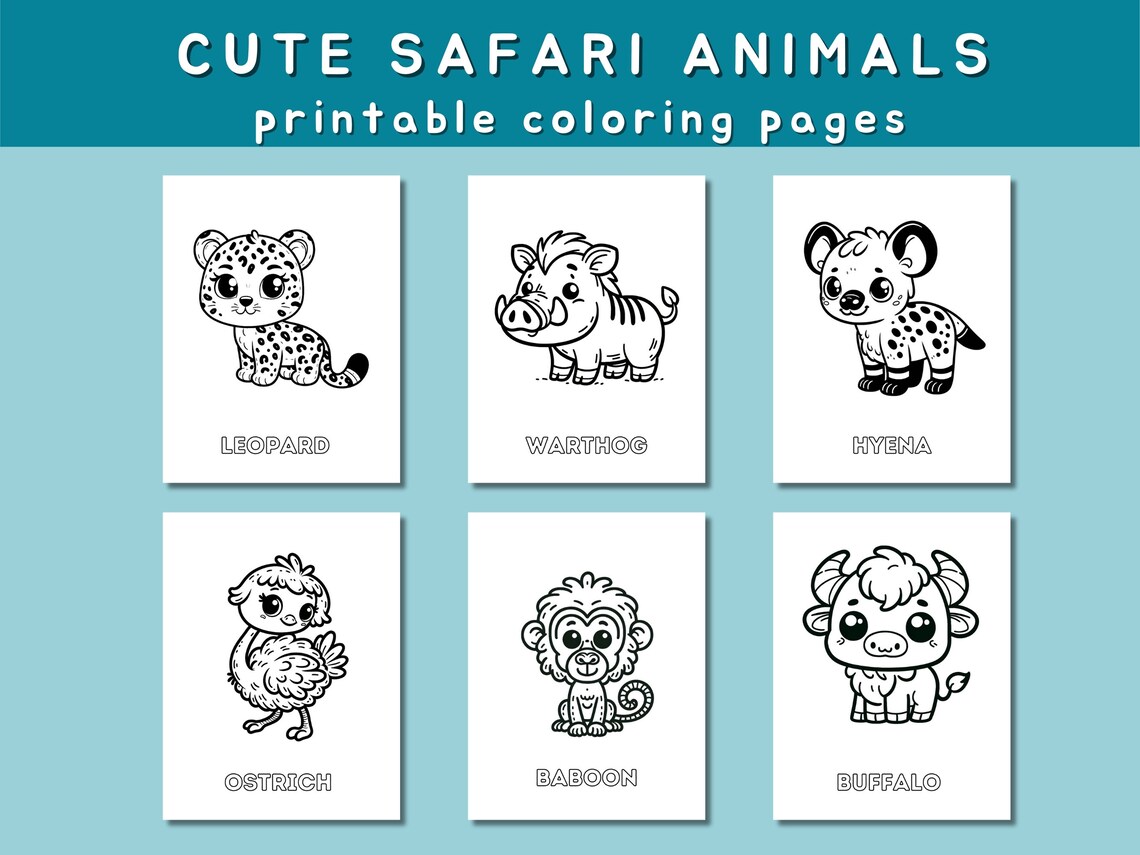 Safari Animal Coloring Book for Kids,educational Activity,children's ...