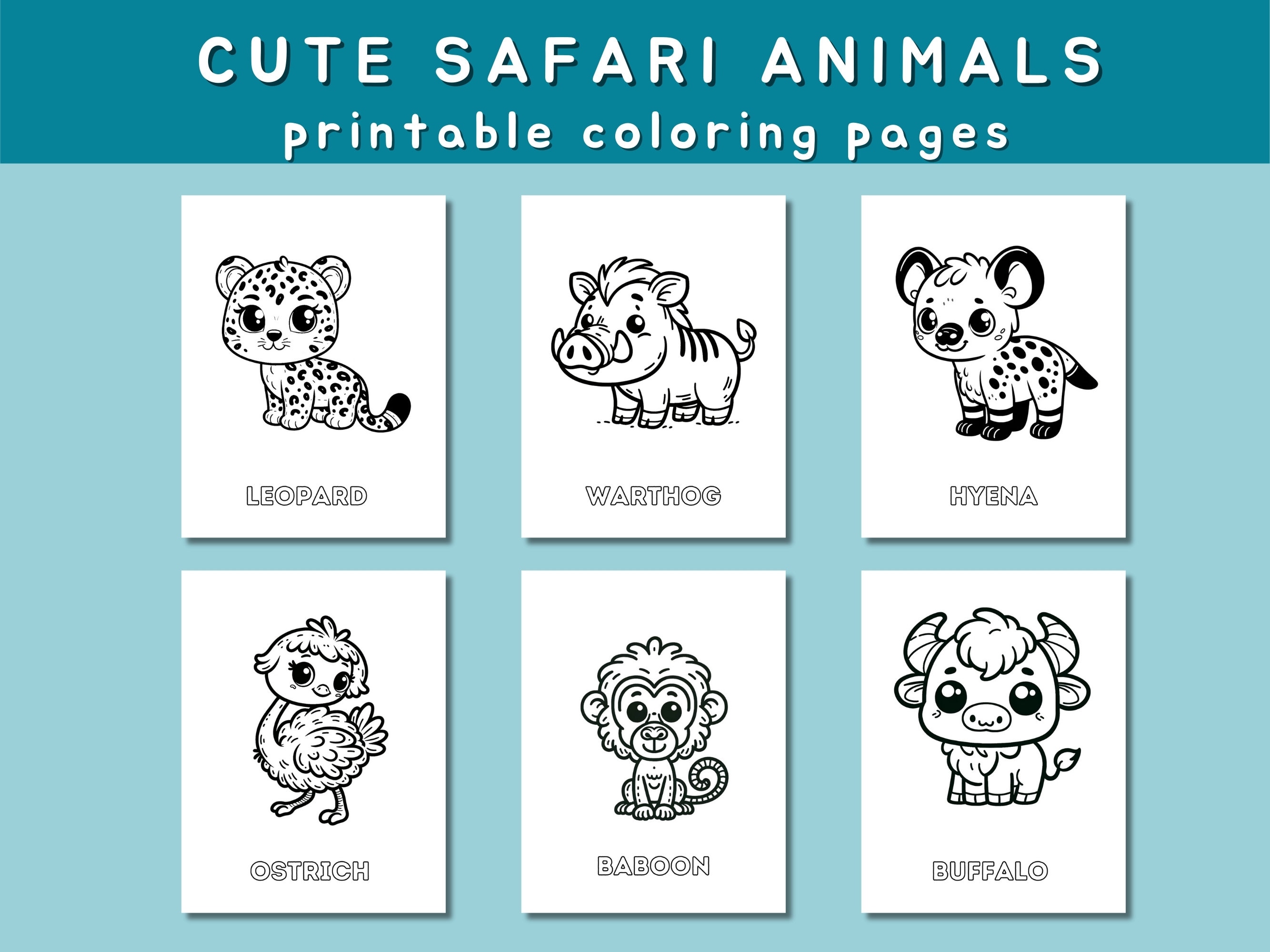 Safari Animal Coloring Book for Kids,educational Activity,children's ...